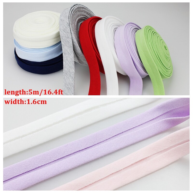 5M Cotton Elastic Bias Binding Ribbon Strap DIY Sewing Crafts Webbing ...