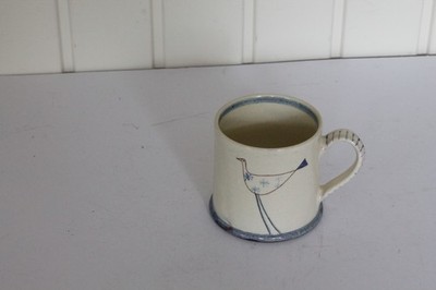 A Judith Rowe Pottery Mug with striped Bird design Made In Hastings ...