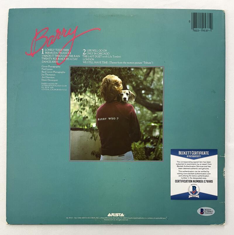Barry Manilow Signed Autograph Album Vinyl Record - Barry w/ Beckett ...