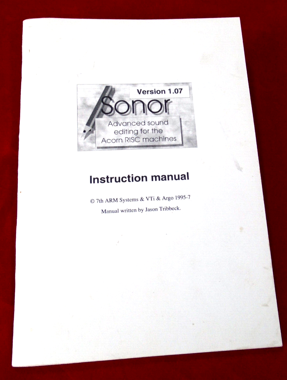 Instruction Manual for 'Sonor' Advanced sound editing for Acorn RISC OS ...