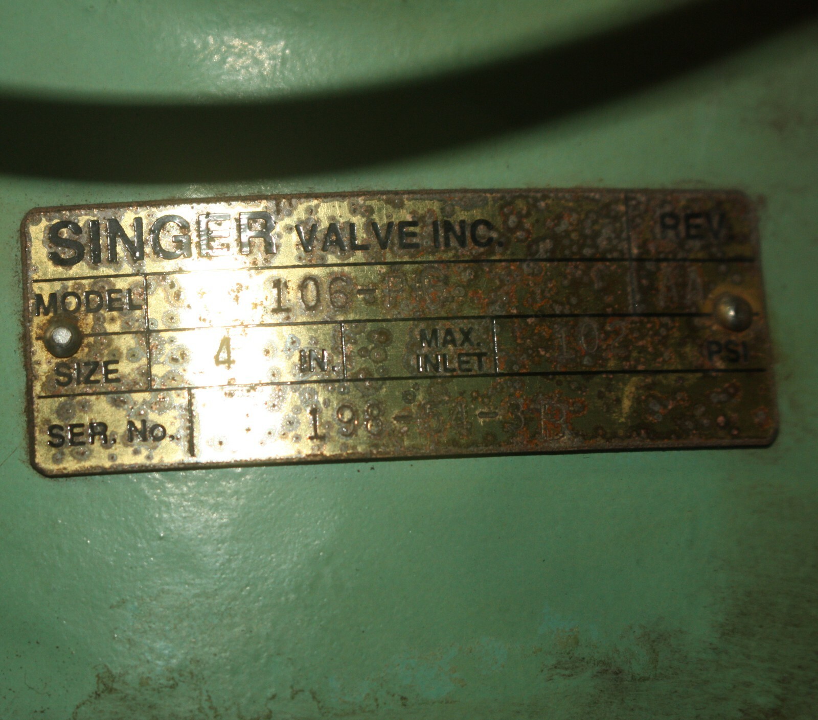 Singer 106-PR Proportional Water Pressure Reducing Valve 4 inch 4 ...