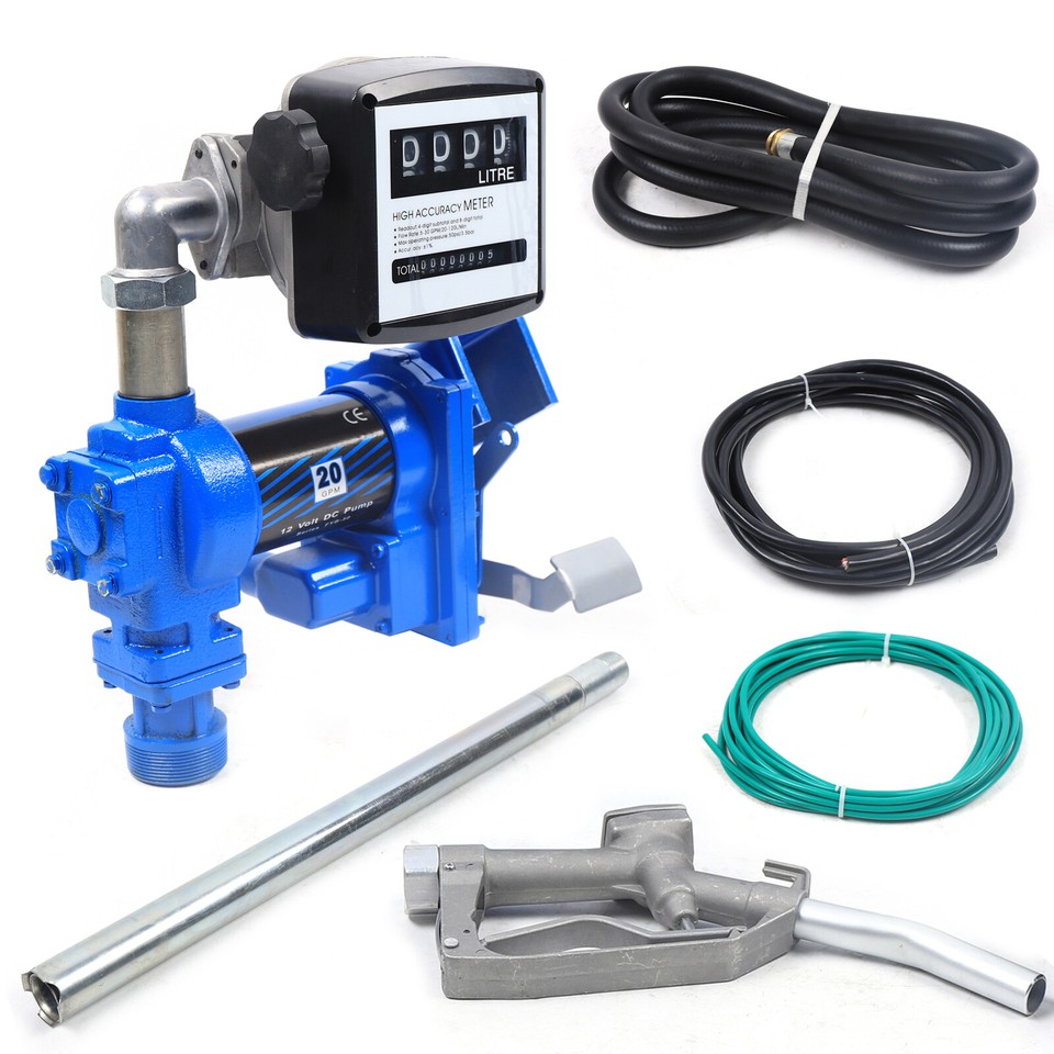 12V Fuel Transfer Pump Gasoline Anti-Explosive 20GPM with Nozzle Meter ...