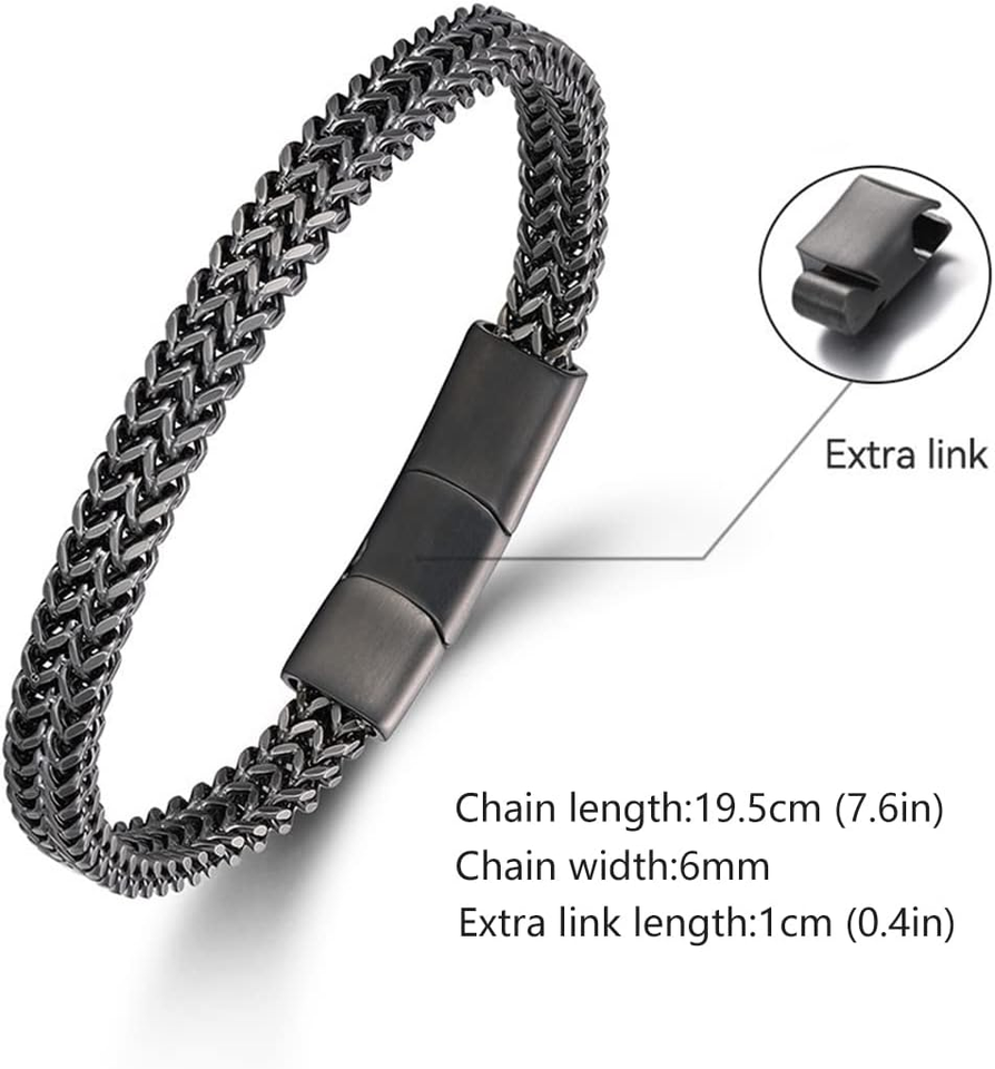 Men's Stainless Steel Franco Chain Bracelet with Magnetic Clasp | eBay