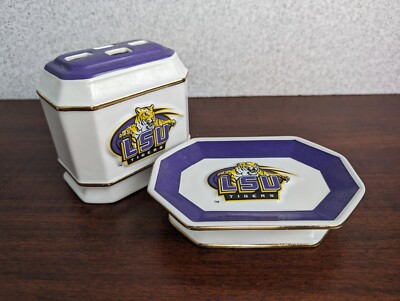 Set of 2 LSU Tigers Fine Art Creations Toothbrush and Soap Holders ...