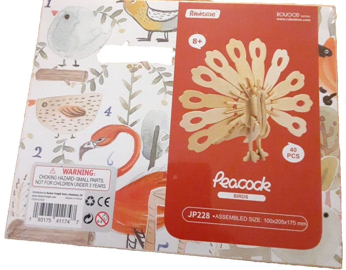 Robotime Peacock Puzzle Balso Wood 3D Puzzle 40 pieces Rowood Series ...