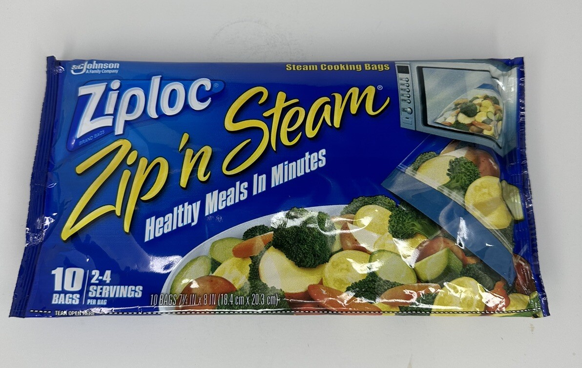 Ziploc Zip'n Steam Cooking Microwave Bags Pack of 10, NEW- Discontinued ...