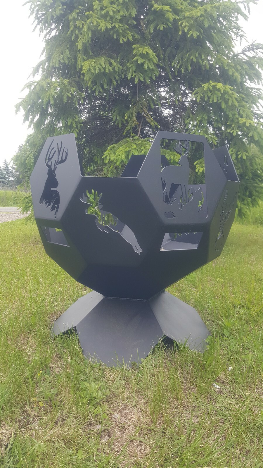 Fire Pit is Deer Geodesic Wood Burning Fire Bowl Whitetail Heavy Duty ...