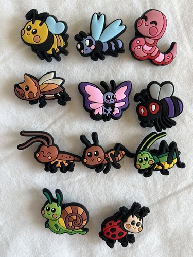 Set Of 11 Cute Bug Croc Charms / Jibbitz - Ladybug, Bee, Worm ...