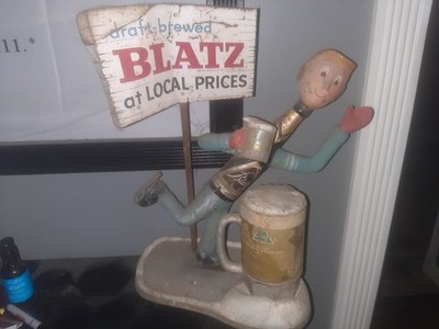 Vintage Blatz Beer Bar Display Statue - Baseball Safe At Home ...