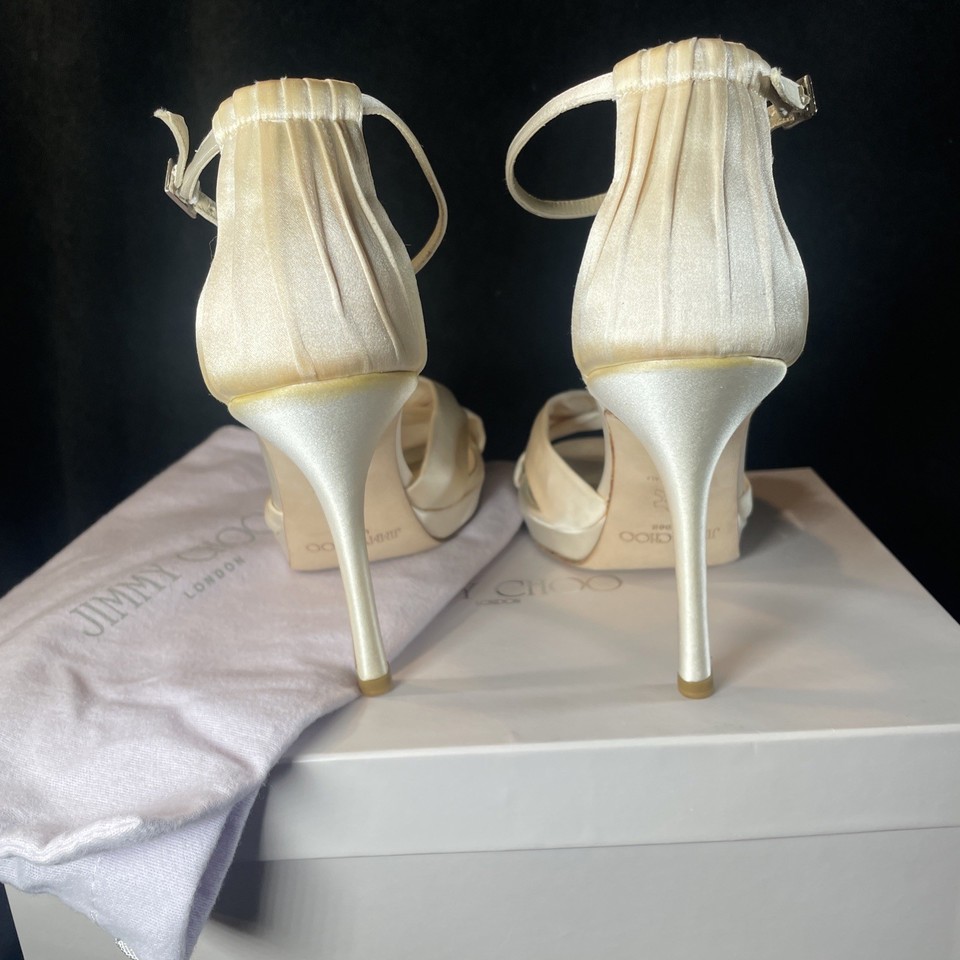 Jimmy Choo Macy Ivory Satin Size 38 Vintage | eBay