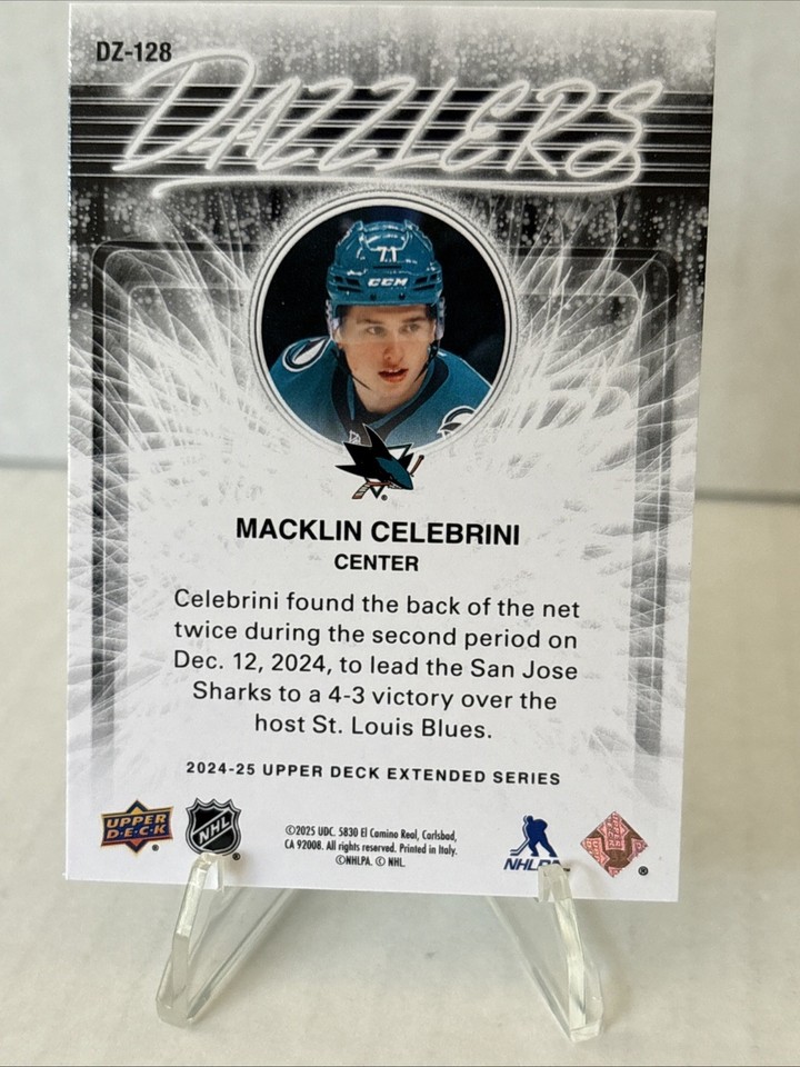 24-25 Upper Deck Extended Series - Dazzlers Macklin Celebrini #DZ-128 ...