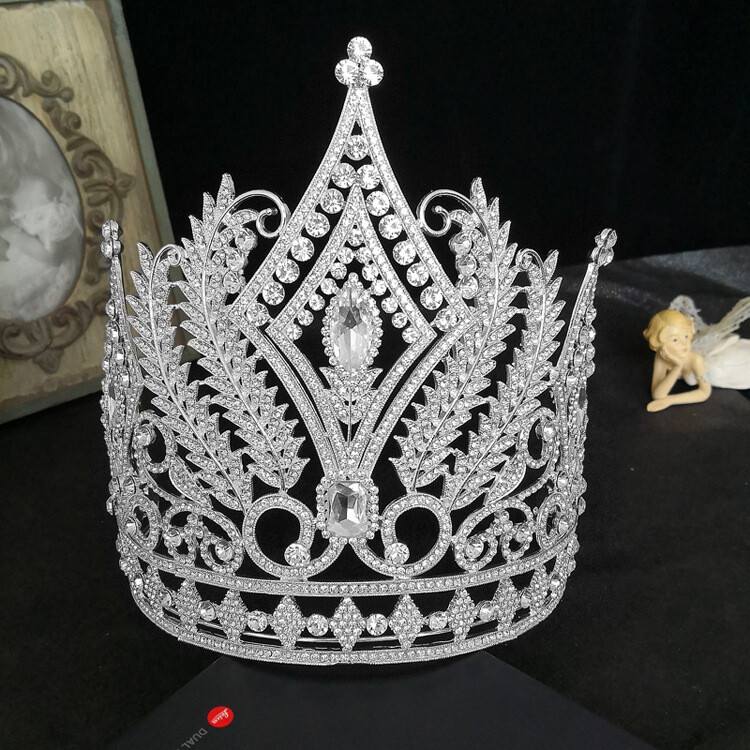 19.5cm Tall Crystal Huge Tiara Crown Wedding Bridal Queen Princess For ...