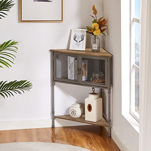 Table, 3-Tier Shelves with Protection, Metal Frame Storage Shelf ...
