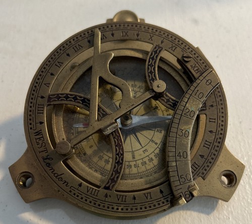 Vintage London West Maritime Antique SUNDIAL COMPASS Brass Nautical ...