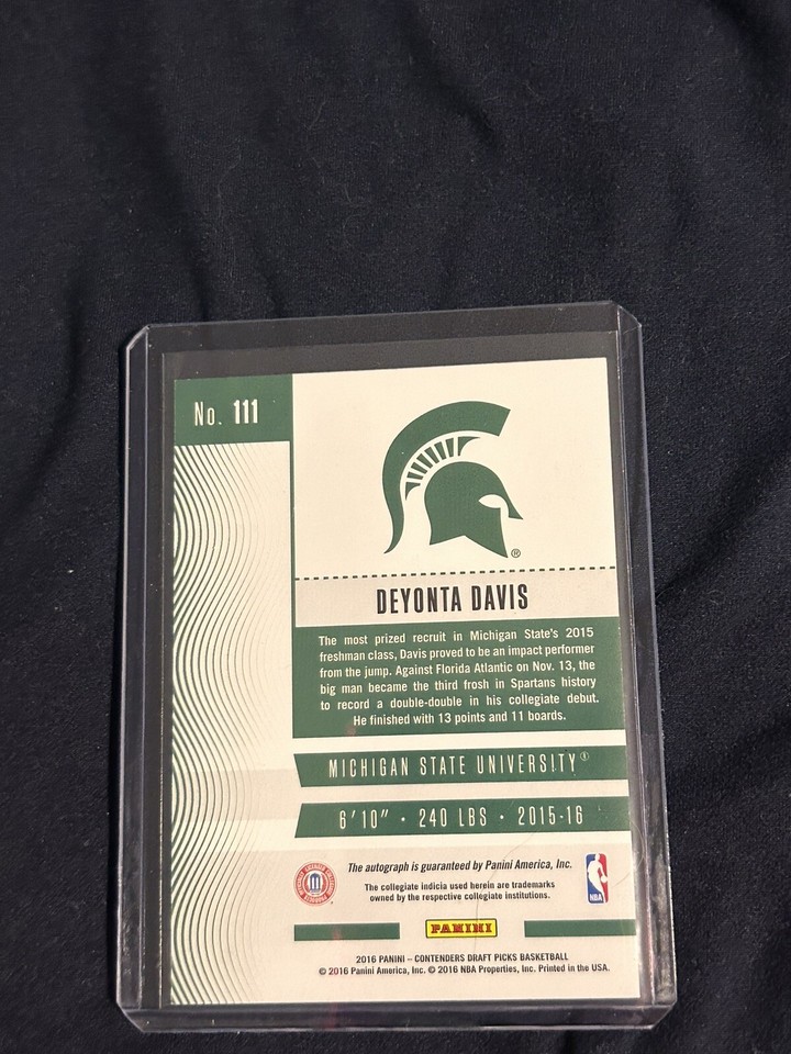 2016 Panini Contenders Draft Picks College Ticket Basketball Deyonta ...