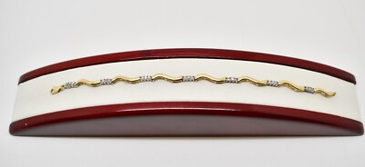 10K Yellow Gold Jointed Design Bracelet w Mele Diamond Accents 6.25" # ...