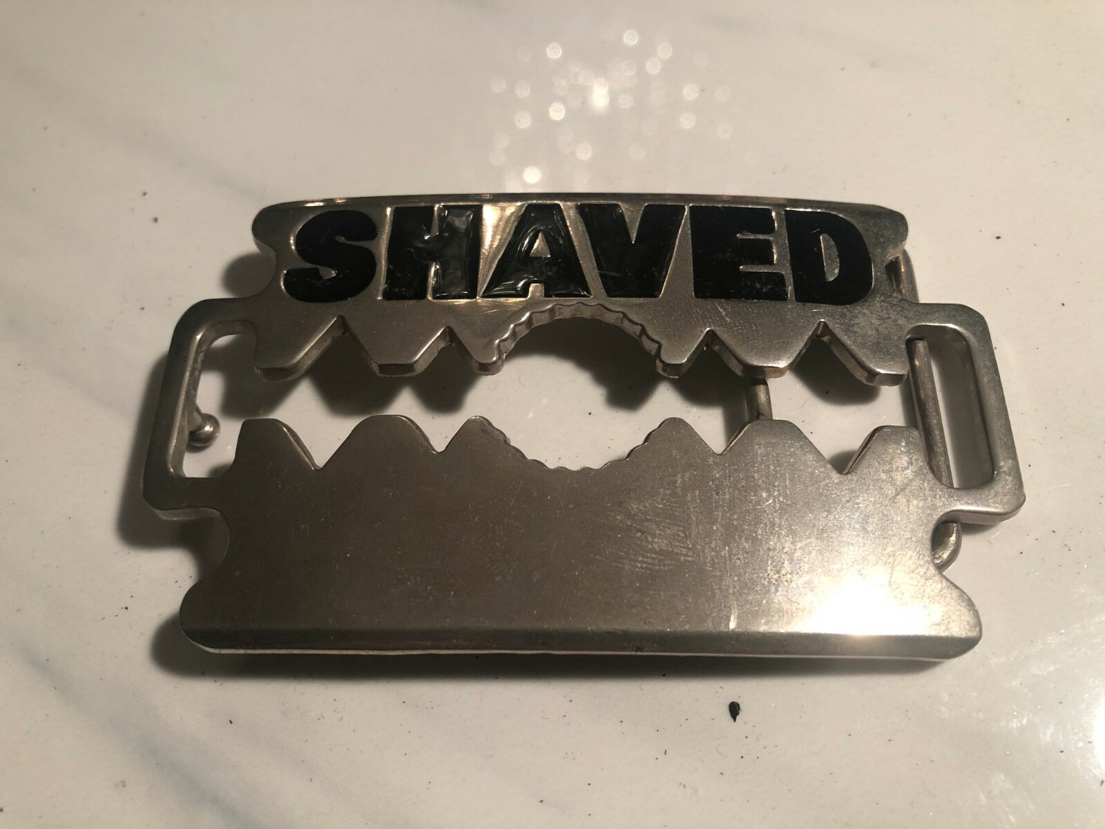Nice Large Razor Blade "SHAVED" Women's Silver Tone B… - Gem