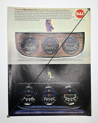 1968 RAC Black Diamond Chrome Gauge Clusters Classic Analog Dial Print ...