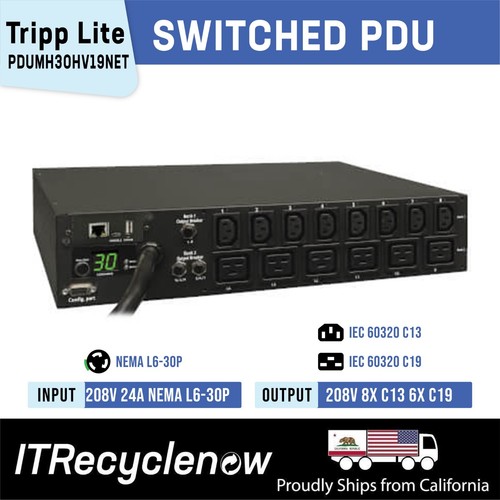 TRIPP-LITE 5kW / 5.5kW 208/230V 24A 50/60Hz Switched PDU LX Outlet 8x ...