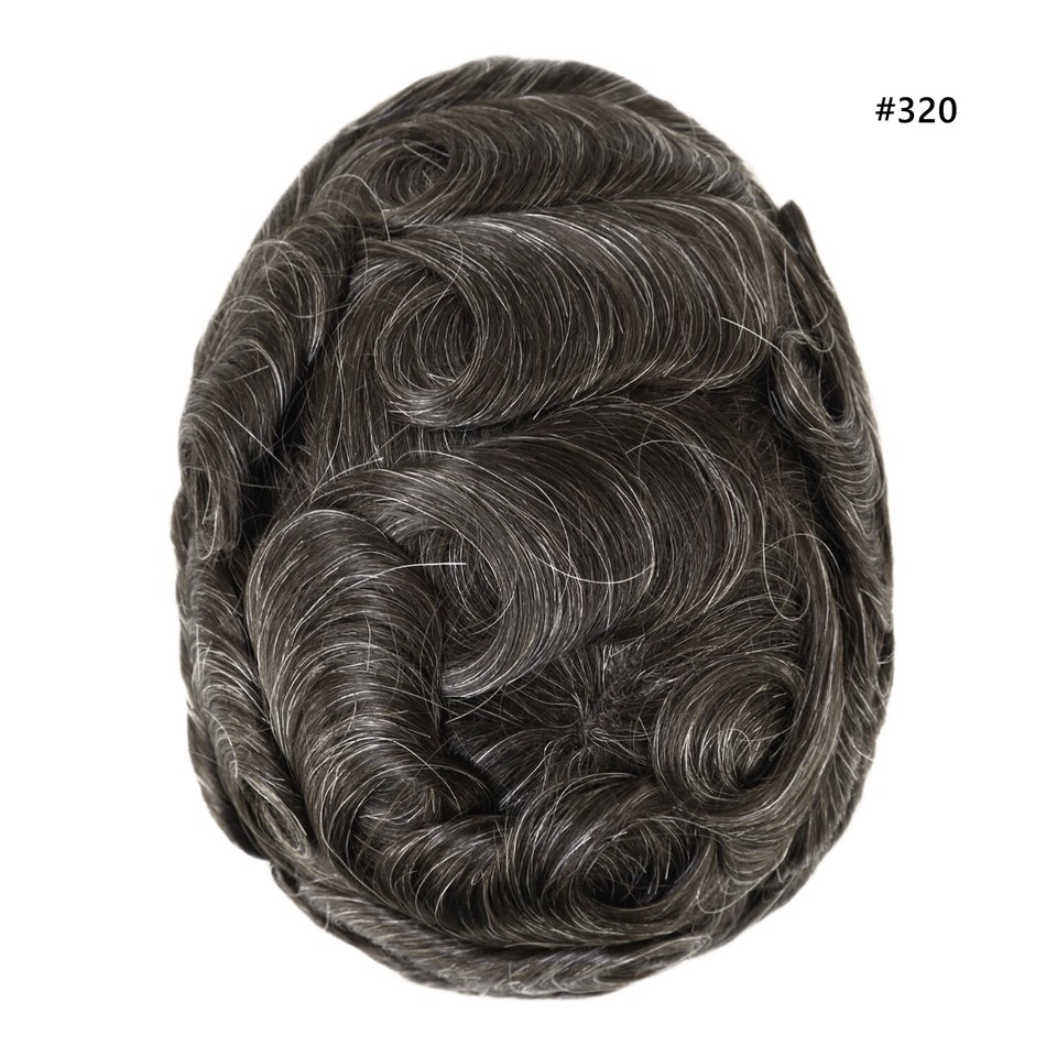 Mens Toupee Human Hair Replacement System Poly Skin V Real Wigs ...