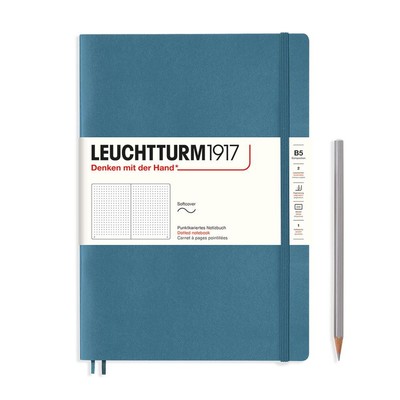 Softcover Dotted Composition Notebook, 123 Numbered Page (Stone Blue ...