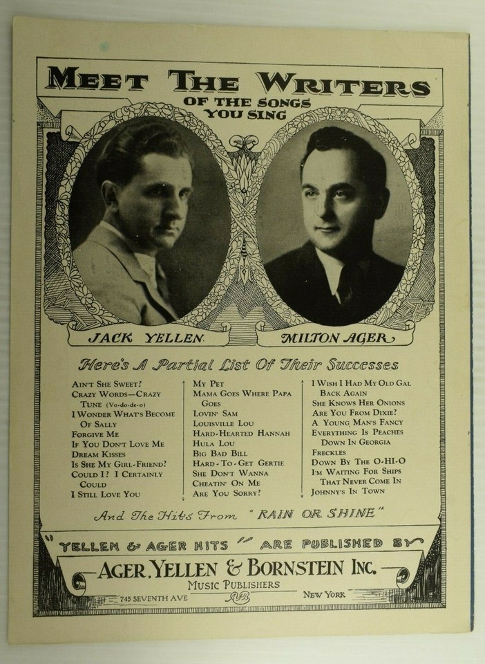 1929 Almanack Theatrical I May Be Wrong Jack Yellen Revusical Jazz ...