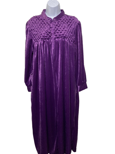Purple Velour Full Length Zip House Coat House Robe Women's Size LARGE ...
