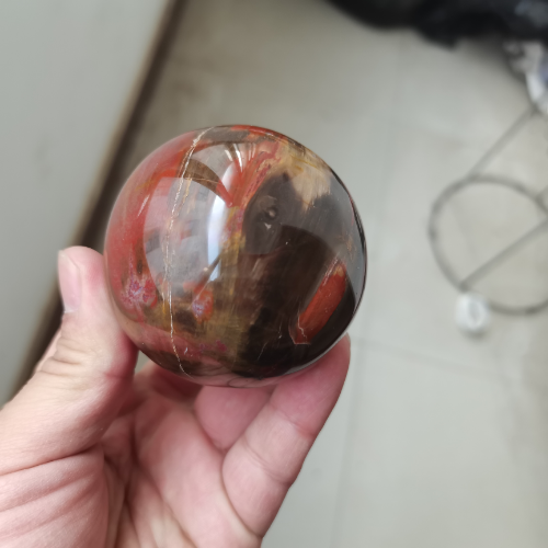 Red Rose Petrified Wood Sphere Fossil Agate Quartz Crystal Base ...