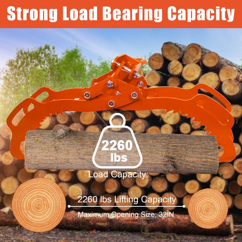 4 Claw Log Lifting Tongs Heavy Duty Steel Grapple Timber Claw Felling ...