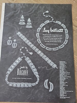 1950 Bogoff lacy Rhinestone jewelry necklace earrings pin bracelet ...