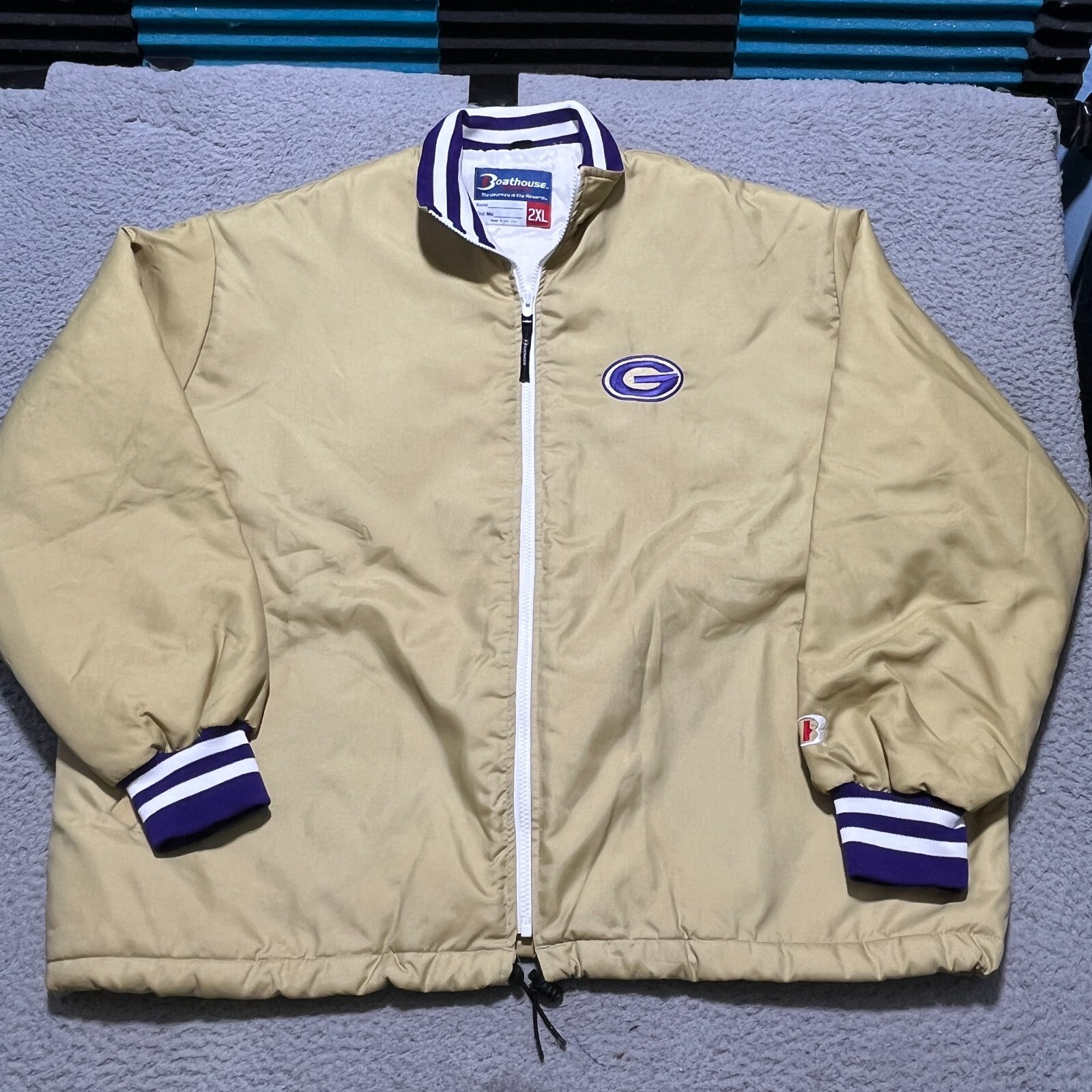 Vintage Boathouse Jacket Mens 2XL Gold Quilted Crew Swim Dive ...