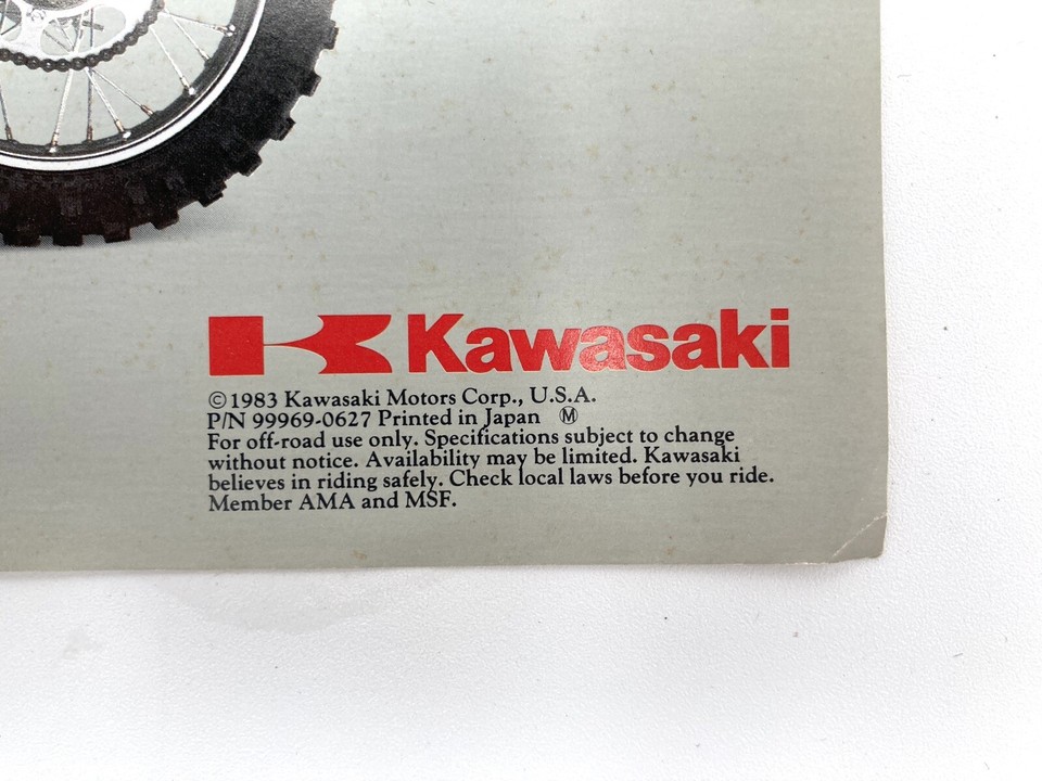 1984 Kawasaki KDX80 Motorcycle Dirt Bike 1-page Vintage Brochure Spec ...