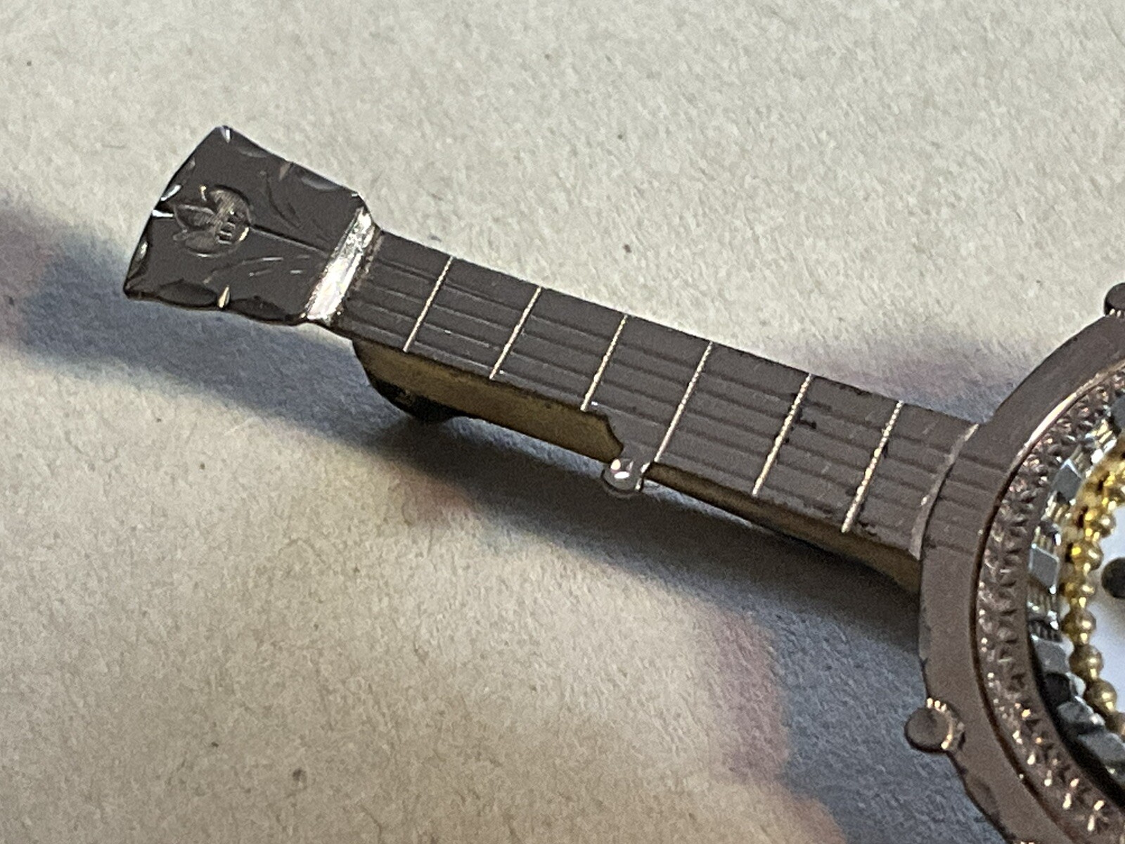 Antique Victorian Gold Filled Banjo Pin Brooch with Mother of Pearl ...