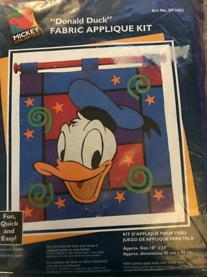 Vtg 80's or 90's Donald Duck Felt Fabric Applique Craft Kit 18x18 ...