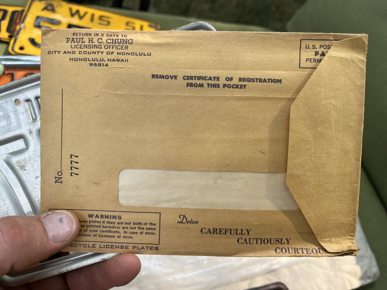 1969 Hawaii Motorcycle License Plate New Old Stock 7777 | eBay