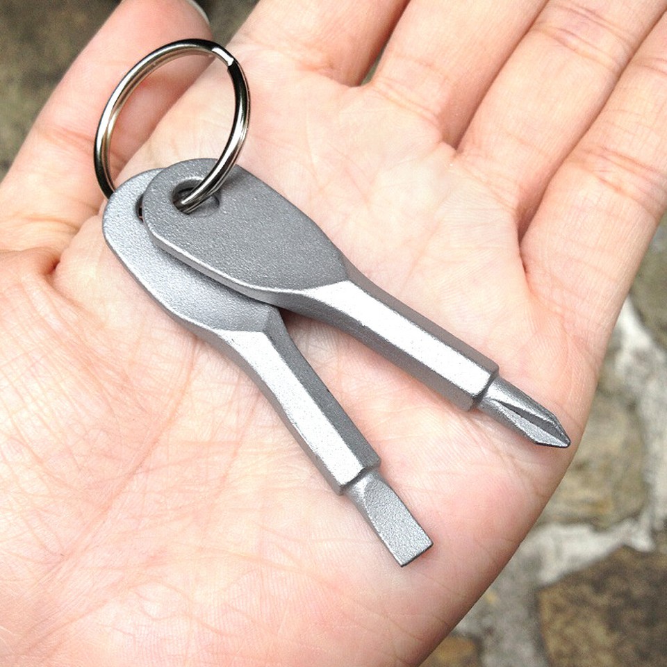 2pcs Key Ring Screwdriver Set Outdoor Pocket Mini Tool with Keychain ...
