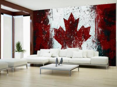 Photo Wallpaper Woven Self-Adhesive Wall Mural Art Canada Flag Artwork ...