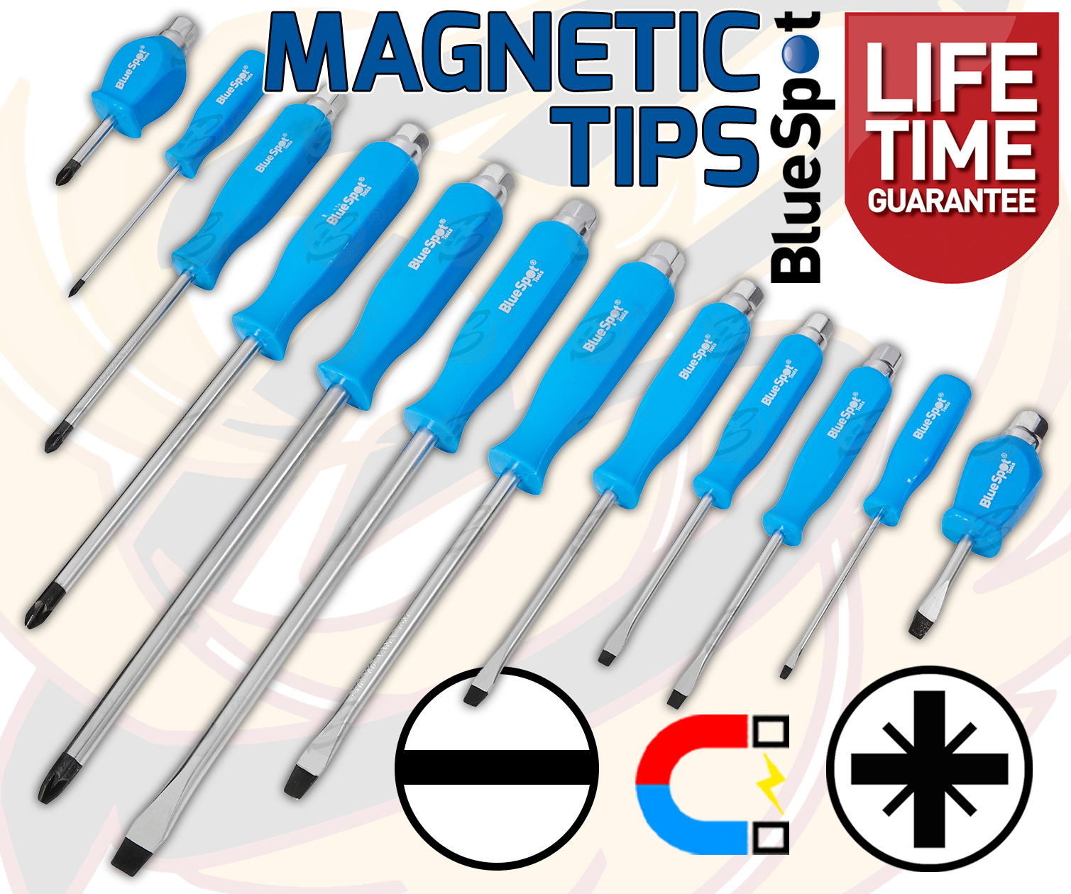 Magnetic Screwdriver Set HEAVY DUTY Slotted Pozidrive Hex Bolster ...