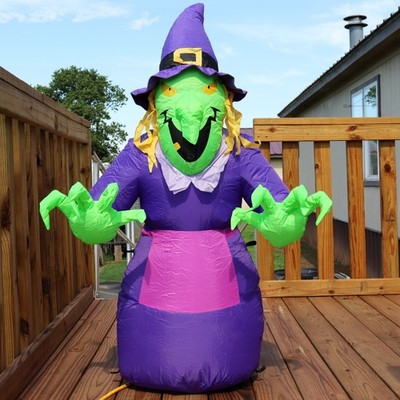 Gemmy Halloween Scary Witch Airblown Inflatable Yard Decor Purple ...
