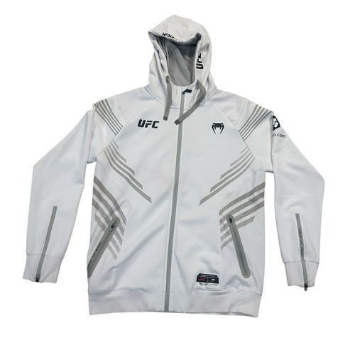 UFC White Polyester Venum Fight Night Walk Out Zip-up Jacket Hoodie ...