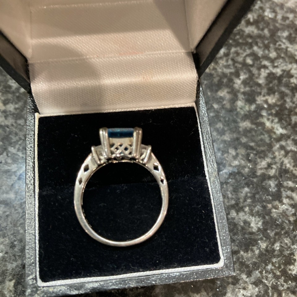QVC Diamonique 925 SS Ring, Simulated Blue Green Paraiba Tourmaline ...
