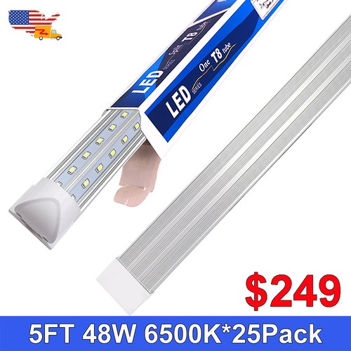 25 Pack 60 Inch LED Cooler&Freezer Tube 5Ft 48W 6500K 6200Lm Clear V ...