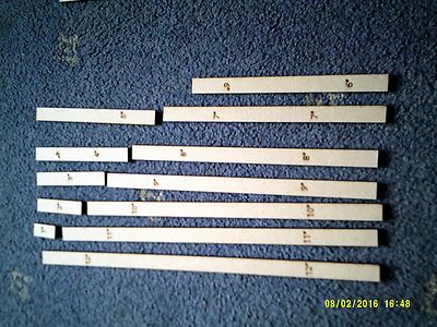 Wargamming Inch Measuring sticks 1-12 inch sizes (11 in all) Laser cur ...