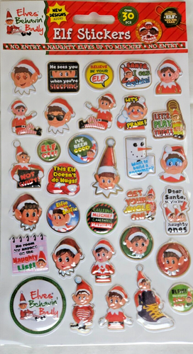 Naughty Elf Christmas Stickers Sheet 3D Puffy Naughty Elf On A Shelf 30 ...
