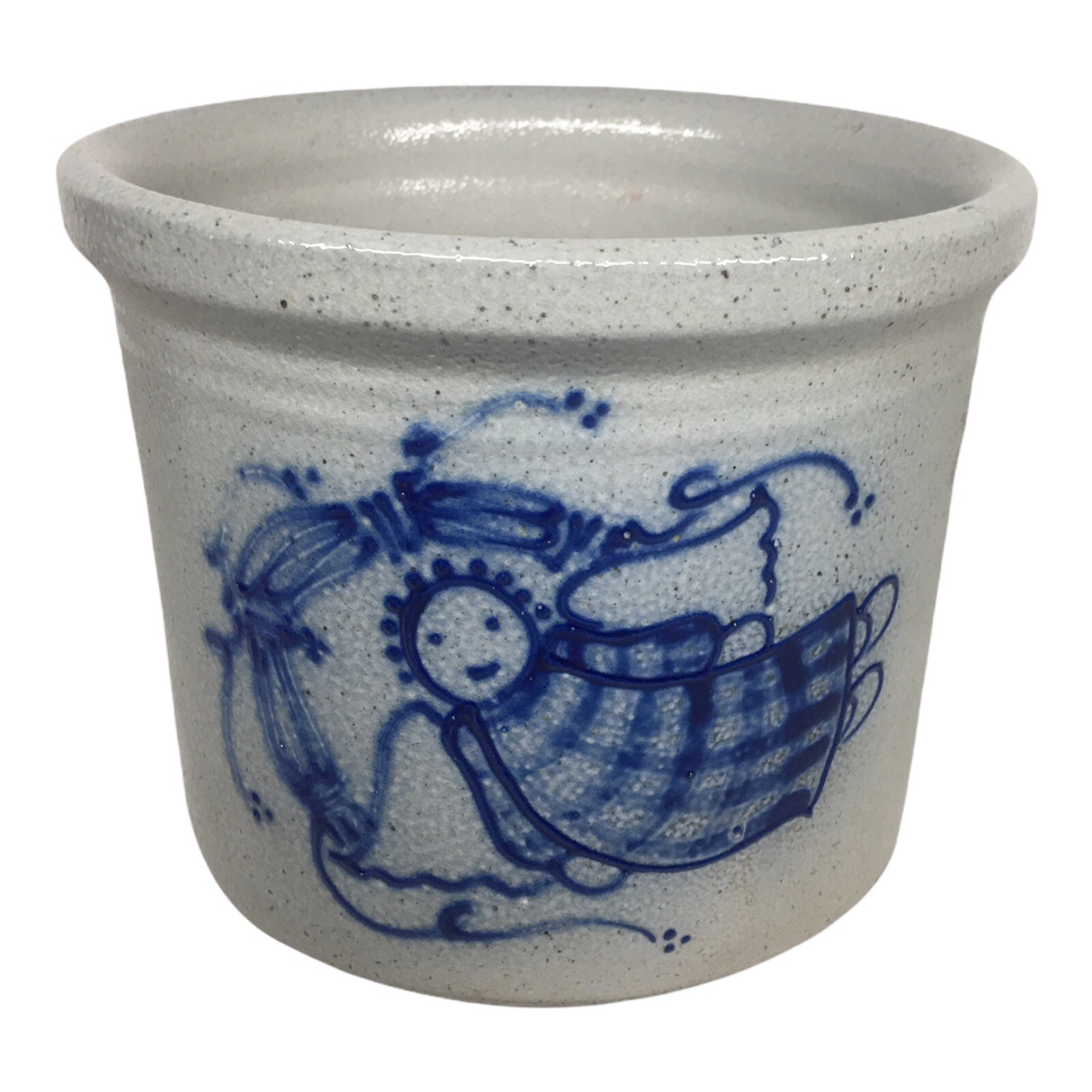 David Eldreth Pottery 2002 Salt Glazed Angel Scene Crock Nottingham PA ...