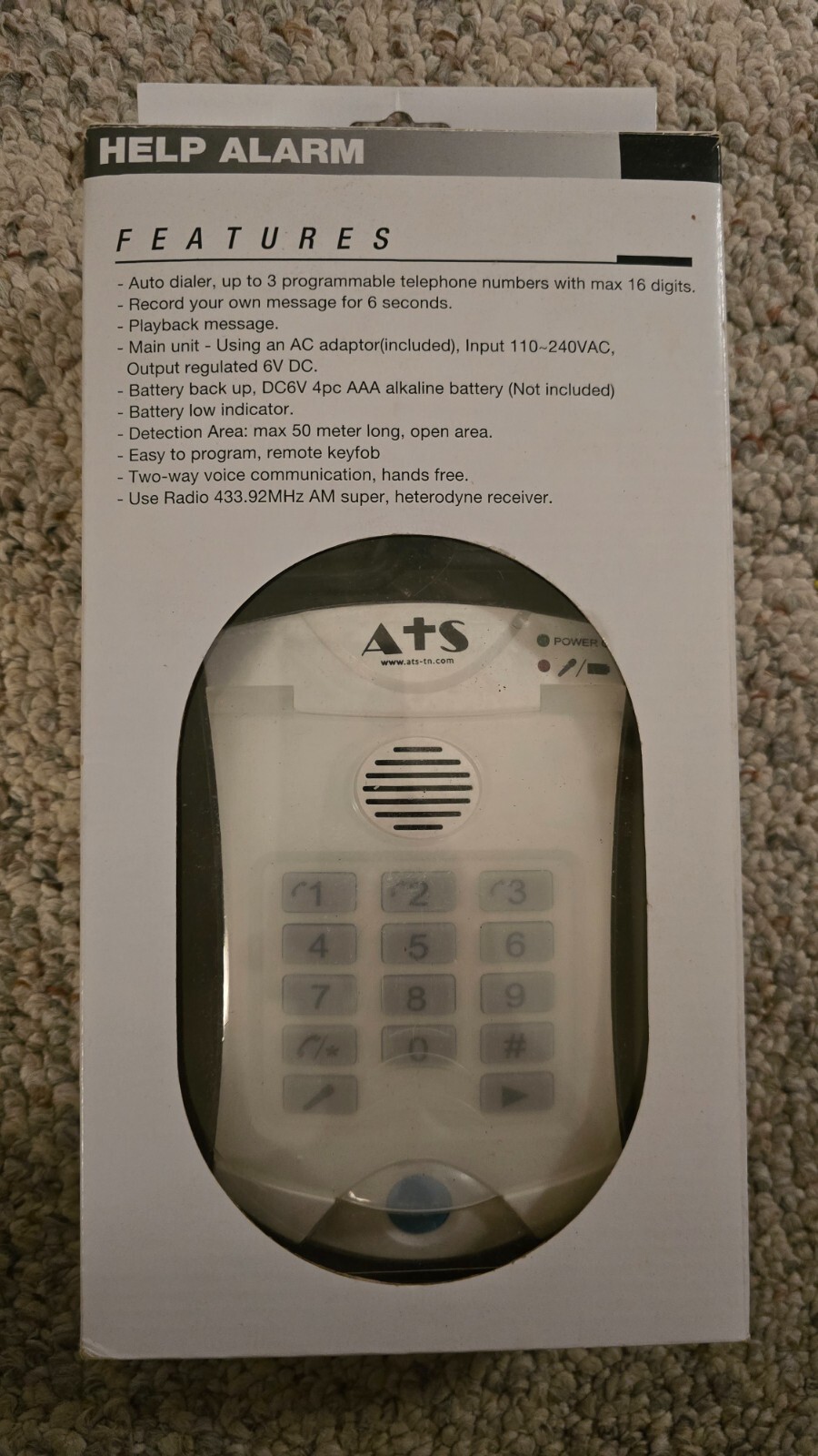 ATS Help Dialer 700 Alarm Personal Emergency Call Dialer, Charger SOS ...