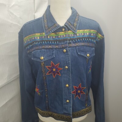 New Direction Denim Jean Jacket Petite Large | eBay