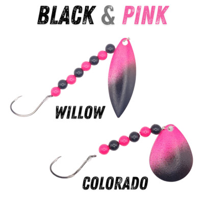 Pink & Black Worm Harnesses Spinner Lure for Fishing and Targets ...