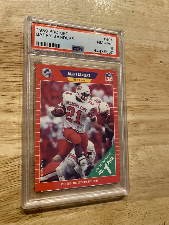 Barry Sanders ROOKIE PSA 8 Pro Set Collector Card RC Detroit Lions NFL ...