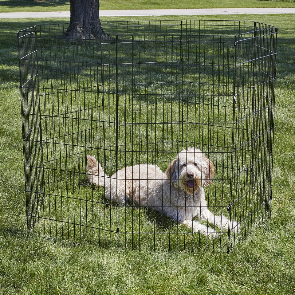 New World Dog Exercise Pen & Playpen, 24" W x 48" H, No Door, Black | eBay